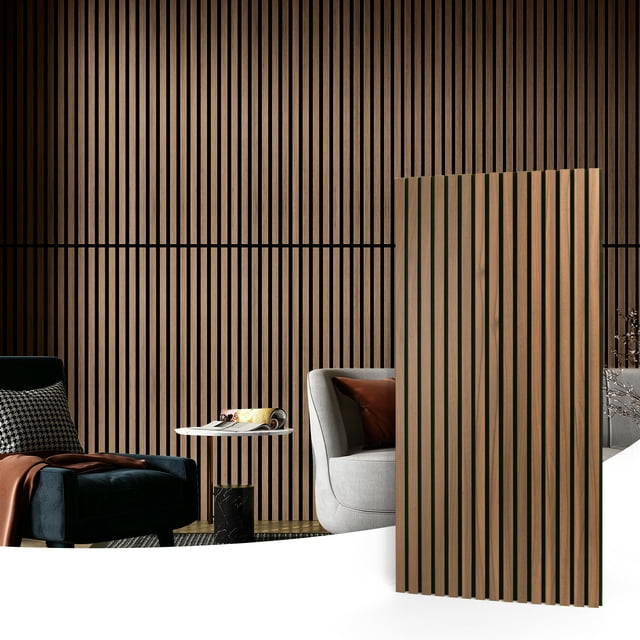 Art3d 3D Fluted Acoustic Wood Wall Panels, Walnut, 23.6"x47.2", 4 ...