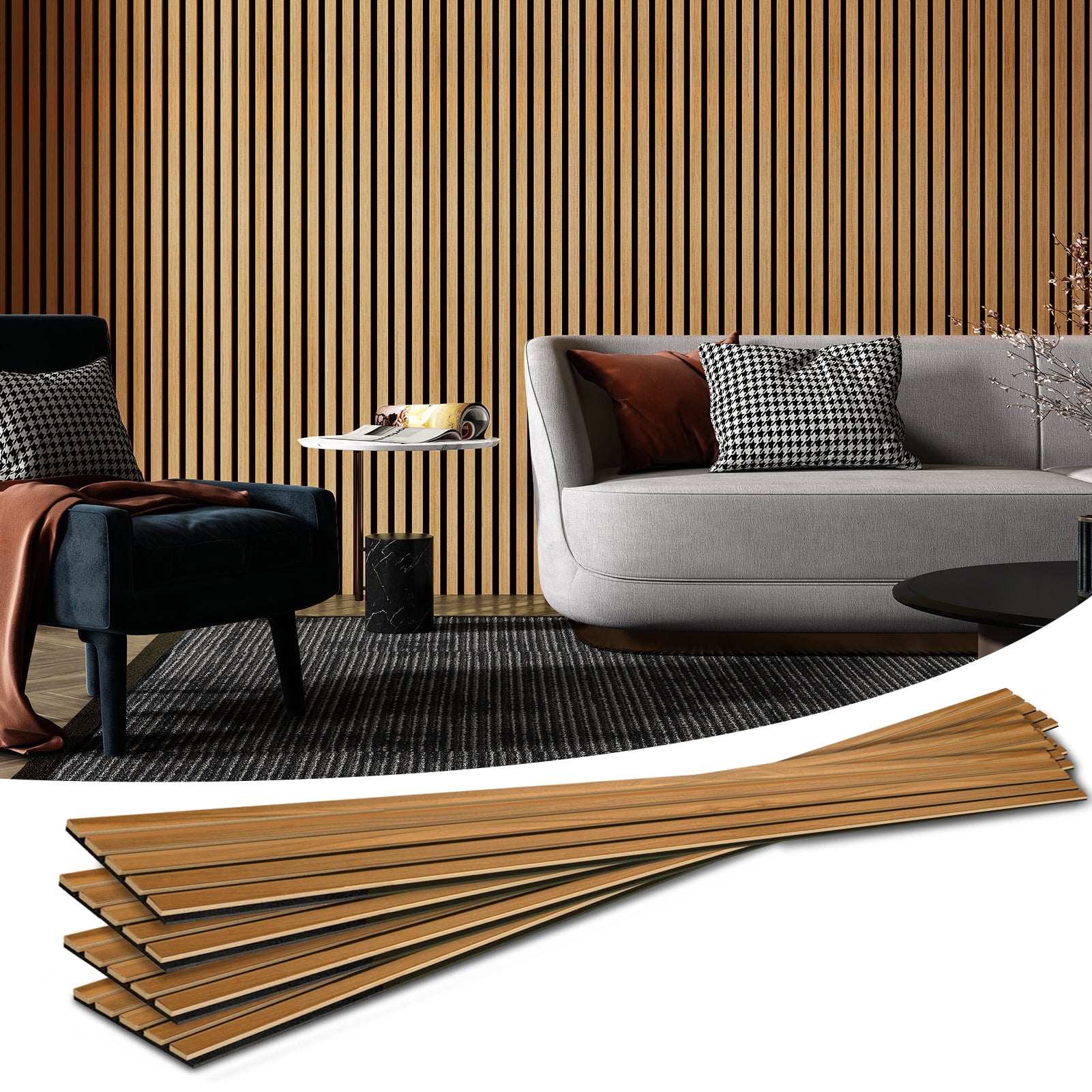 Art3d 4-Piece Wood Slat Acoustic Panels，3D Textured Panel for Ceiling ...