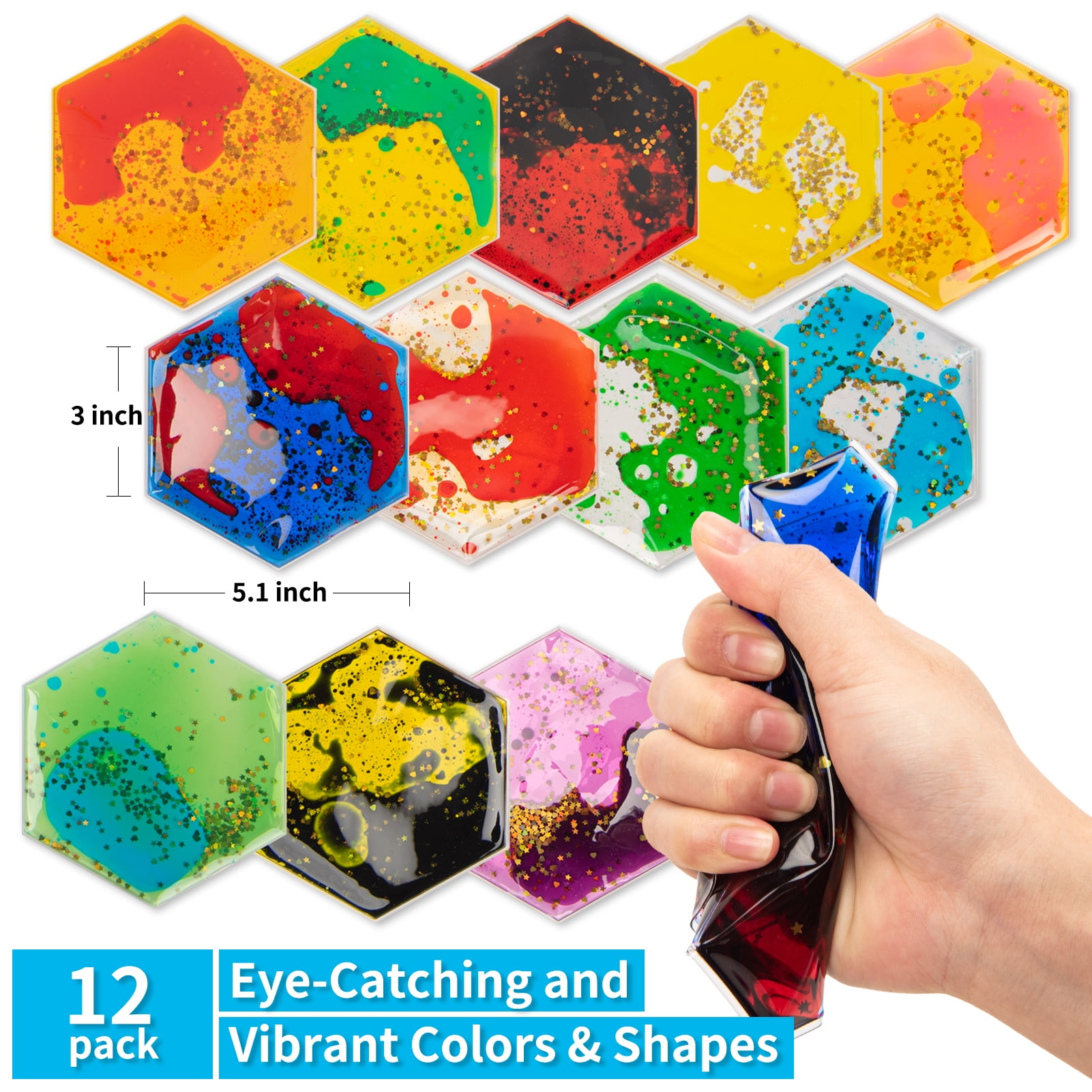 Art3d 5.1''x3'' Hexagon Sensory Fidget Liquid Motion Tiles for Kids ...