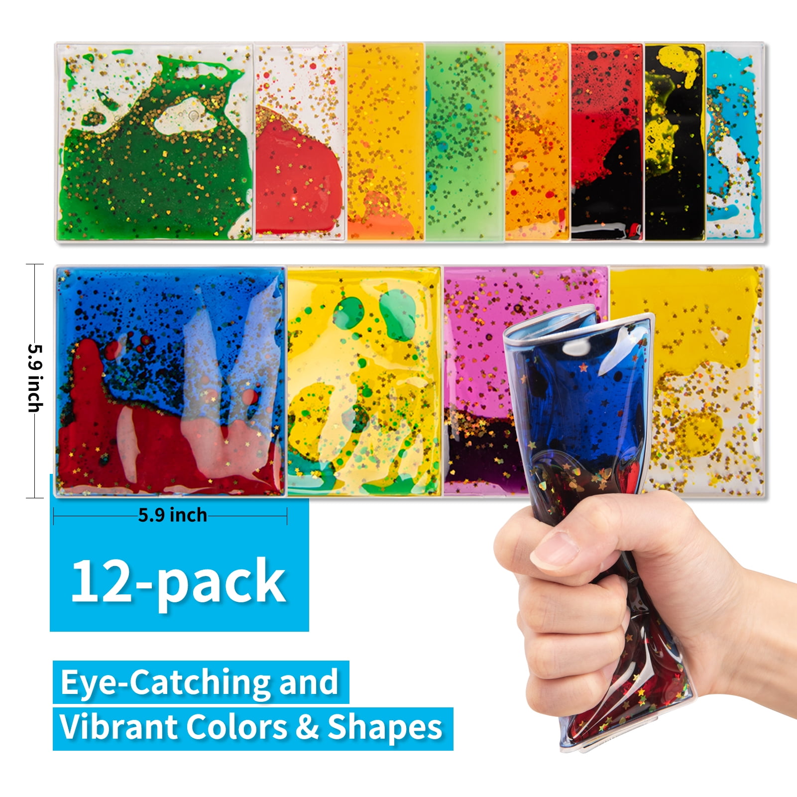 Art3d 5.9''x5.9'' Square Sensory Fidget Liquid Motion Tiles for Kids ...