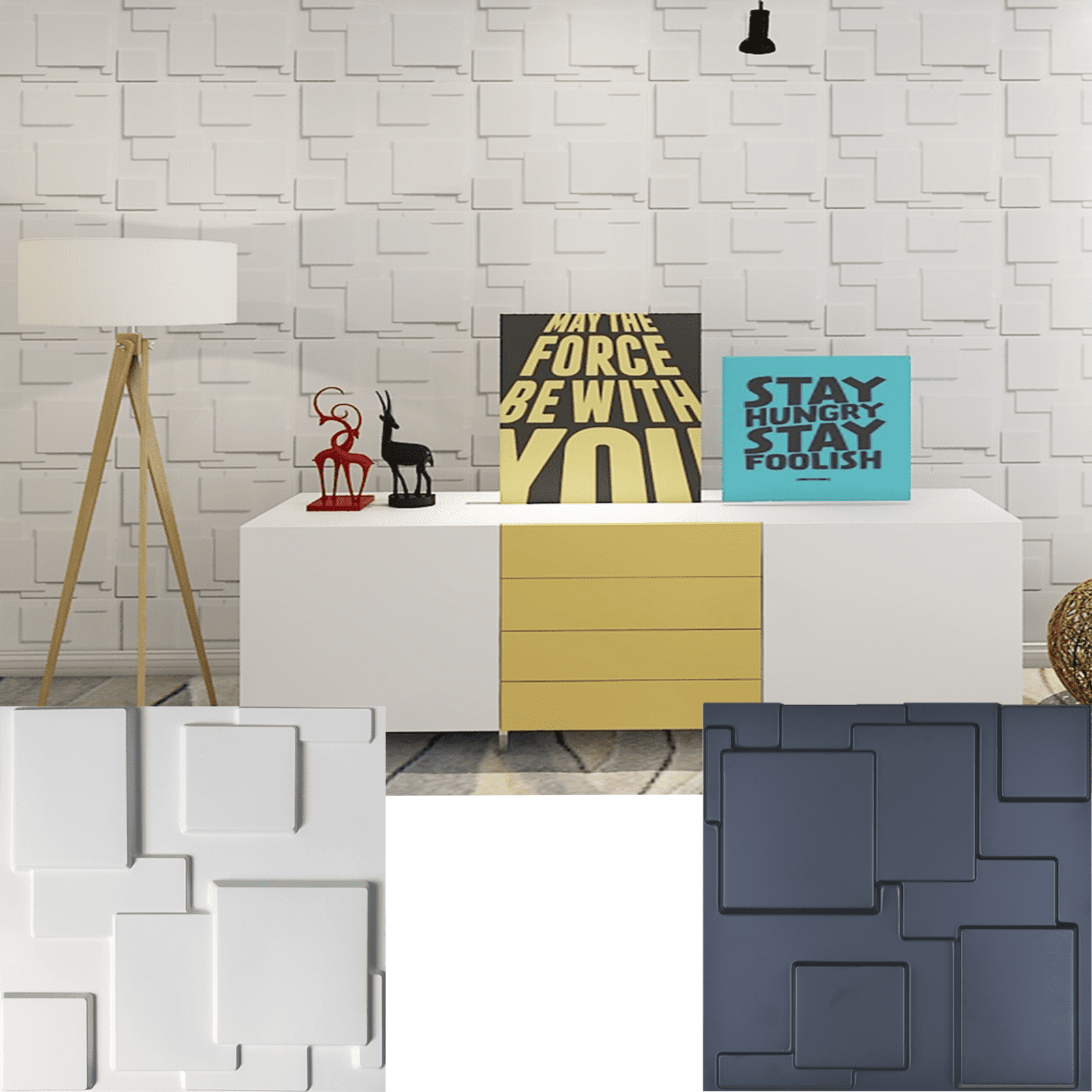 Art3d PVC Wall Panels for 3D Modern Wall Decor In White 12 Pieces 32 Sq ...