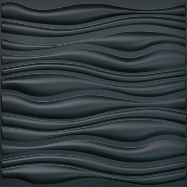 Art3d PVC Wave Board Textured 3D Wall Panels, Black, 19.7" x 19.7" (12 ...
