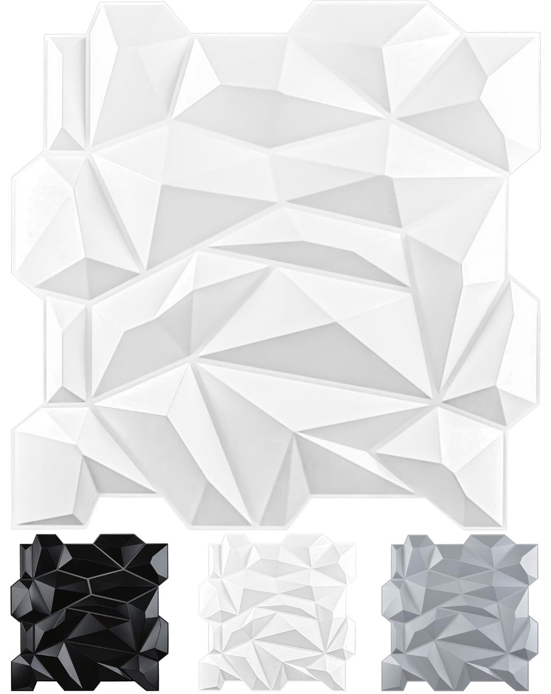 Art3d White PVC 3D Wall Panel Diamond Wall Panel Jagged Matching 19.7 ...