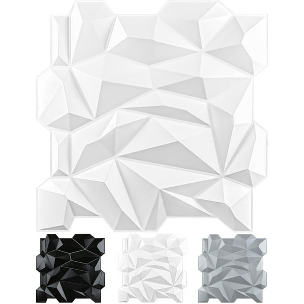 Art3d White PVC 3D Wall Panel Diamond Wall Panel Jagged Matching 19.7 ...