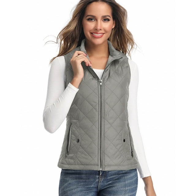 Art3d Women's Lightweight Padded Vest, Quilted Gilet with Zip Pockets ...