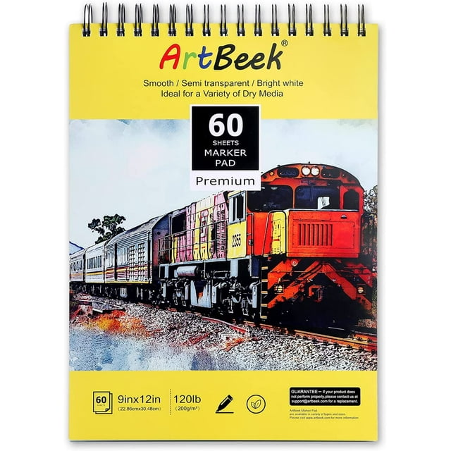 ArtBeek Art Marker Paper Pad, 9"x12" Portable Sketchbook, 60 Sheets ...