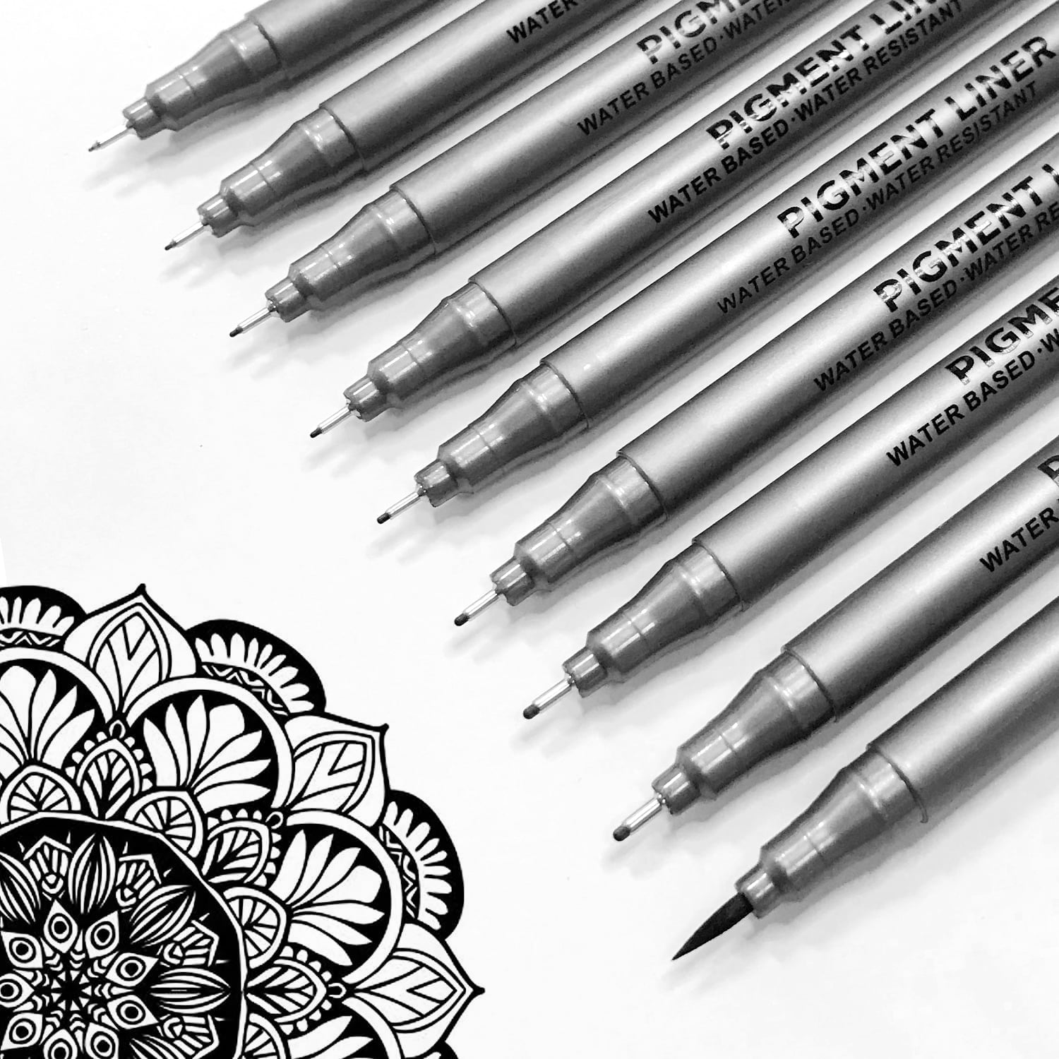 ArtBeek 9 Pack Fineliner Pens, Black Fine Liner for Art, Calligraphy ...