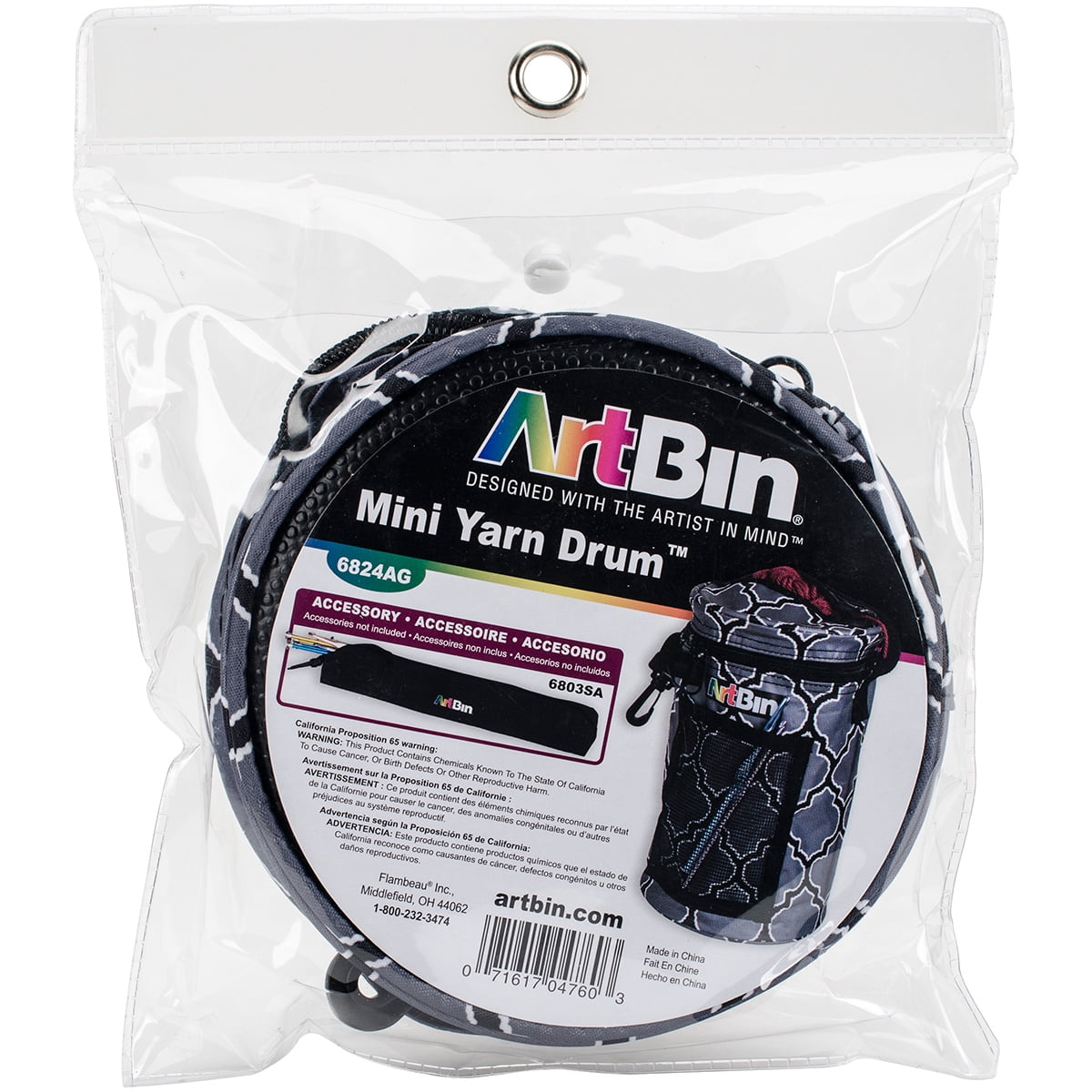ArtBin, 5.75in Diameter Mini Yarn Drum, Holds 1 Standard Skein, Black ...