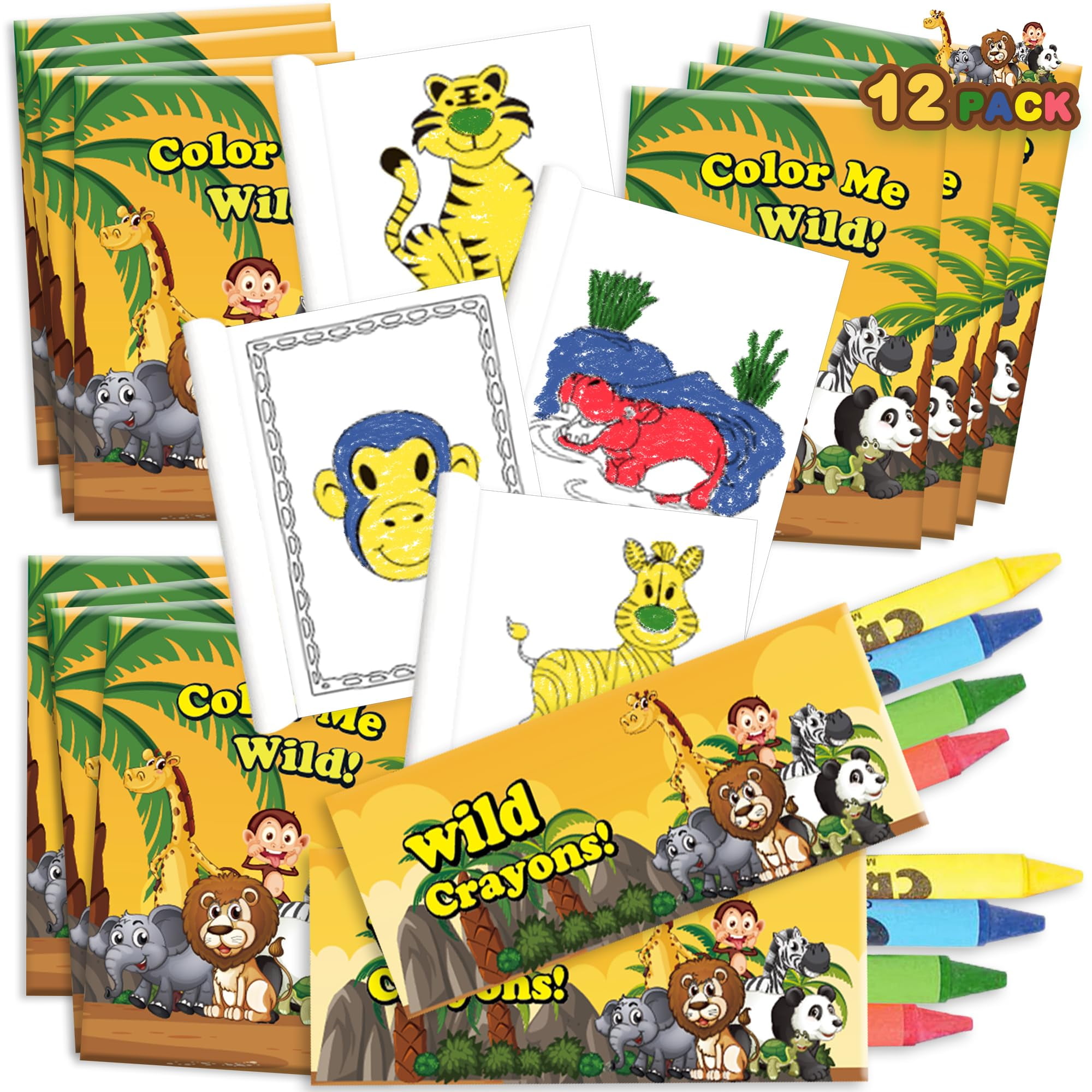 ArtCreativity 12 PackITSC Zoo Animal Mini Coloring Books for with 12 ...