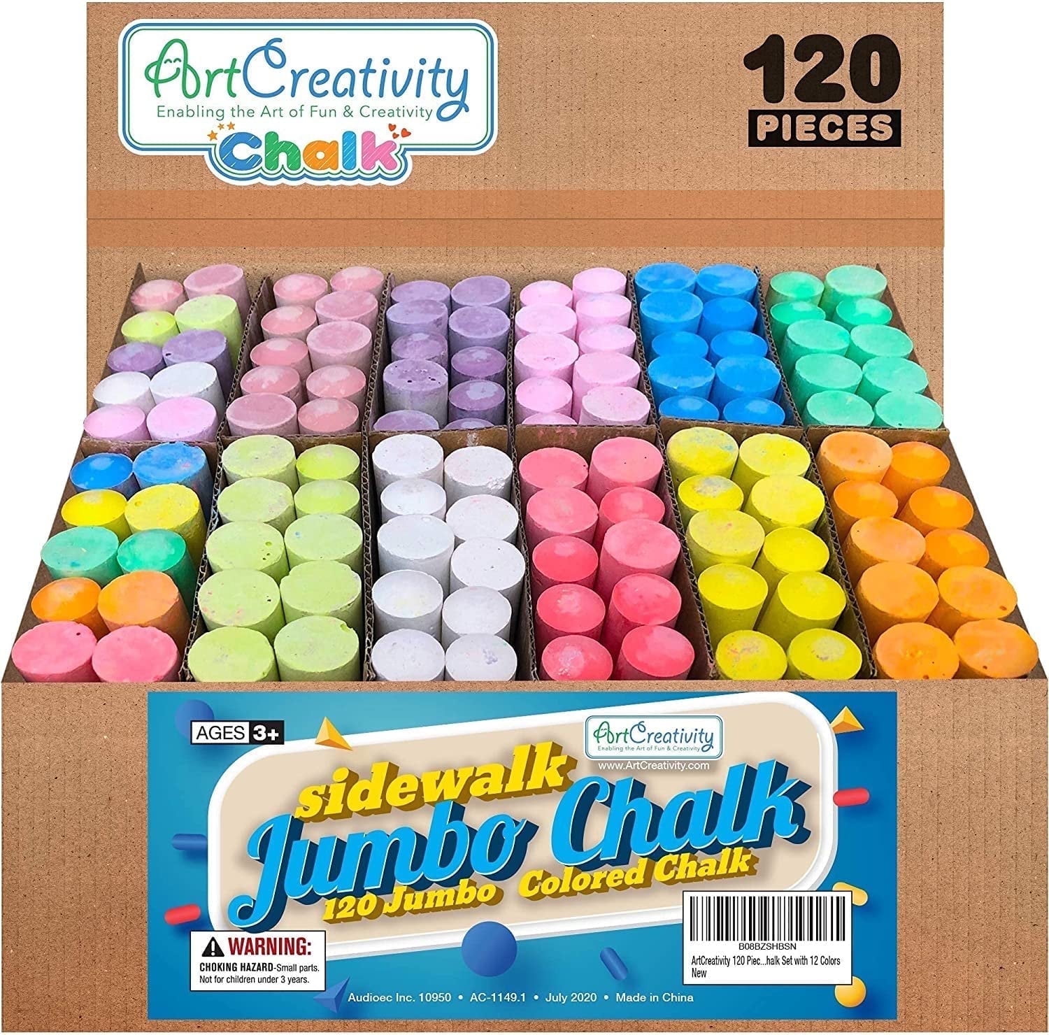 Walmart's Bright Outside Toys: 120 Pack Non-toxic Jumbo Sidewalk Chalk ...