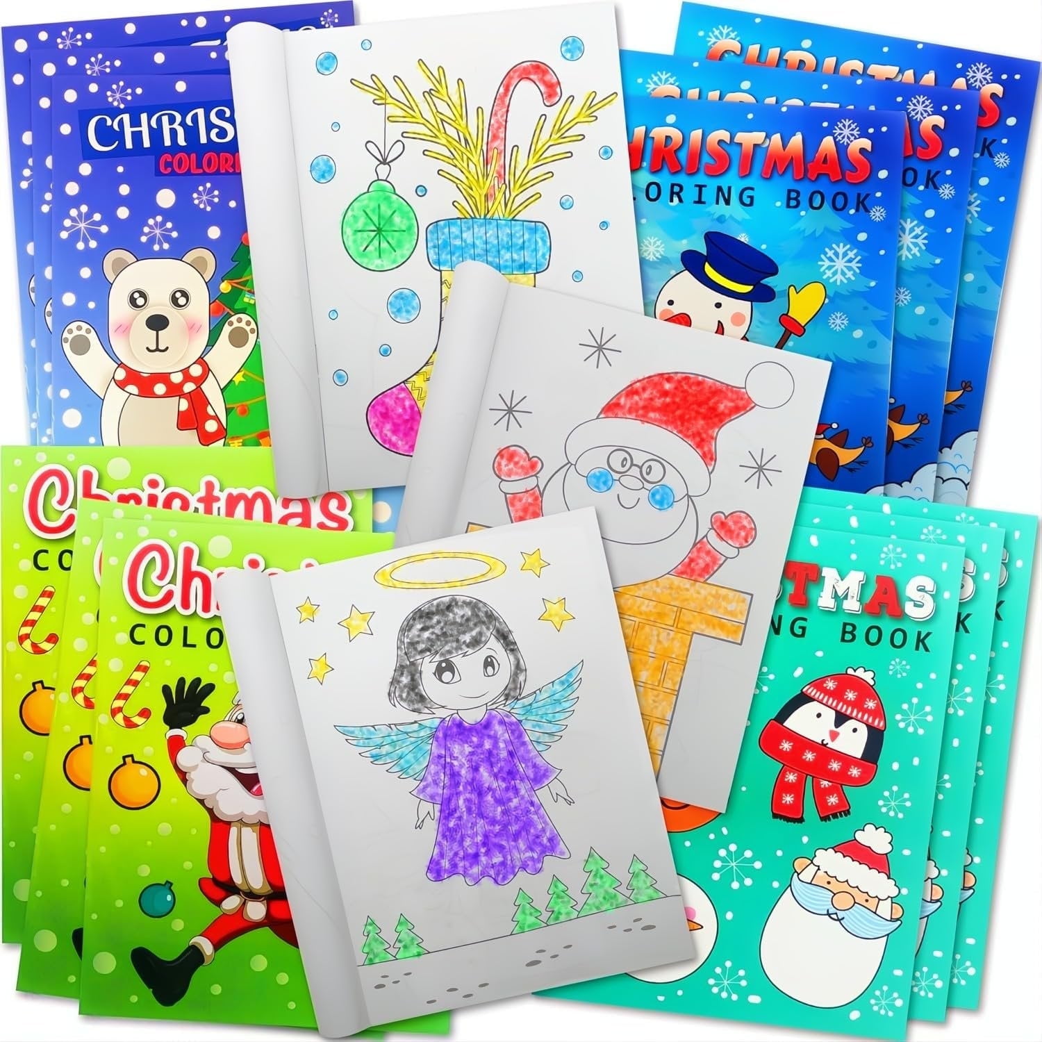 ArtCreativity 20-Pack Mini Christmas Coloring Books, 4 Different Covers ...