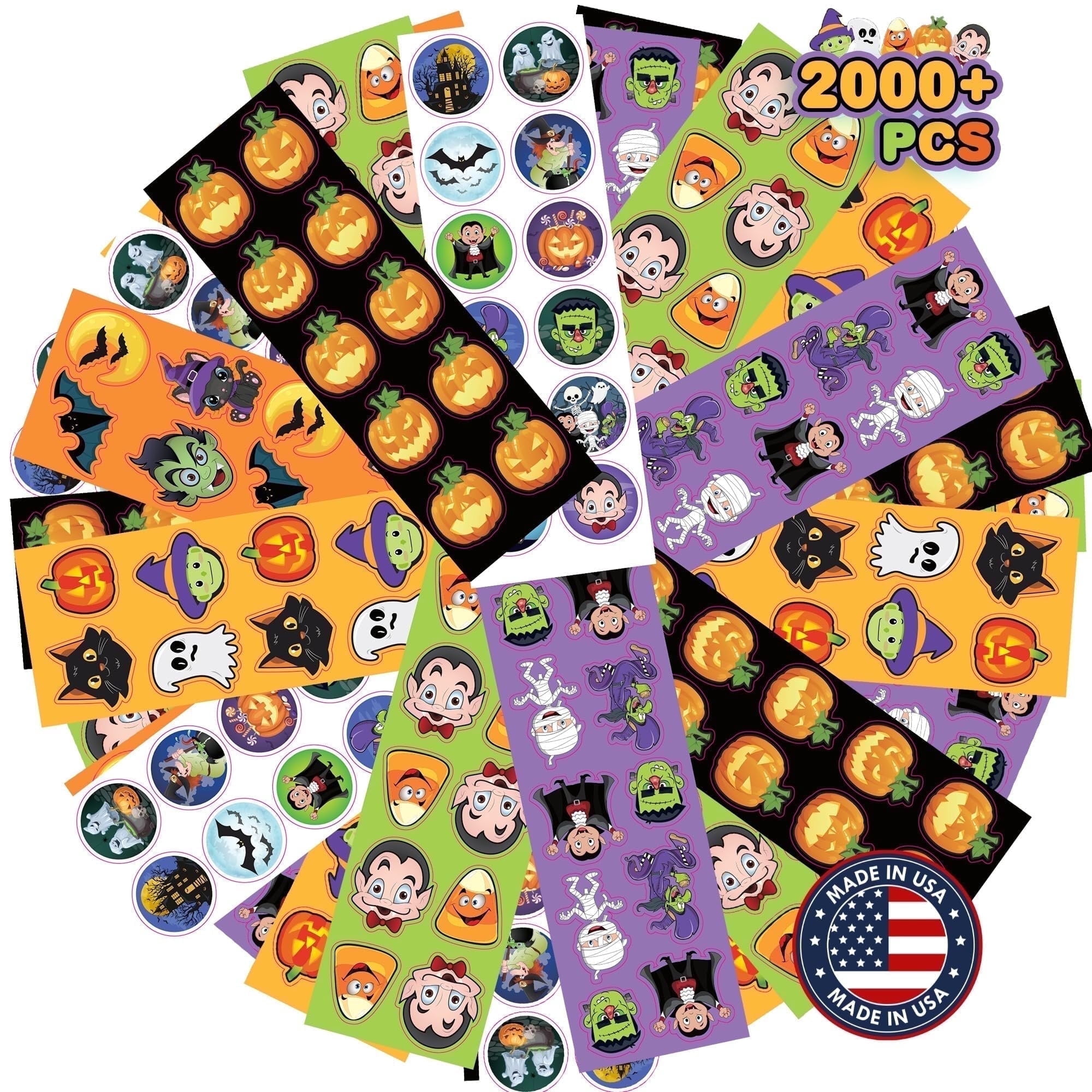 ArtCreativity Halloween Stickers 2100 Count 200 Sheets – Pumpkin, Ghost ...