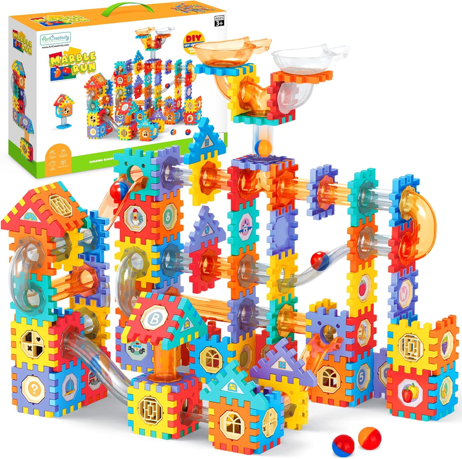 ArtCreativity 246 PCS Kids Marble Run Set – Marble Race Track with ...