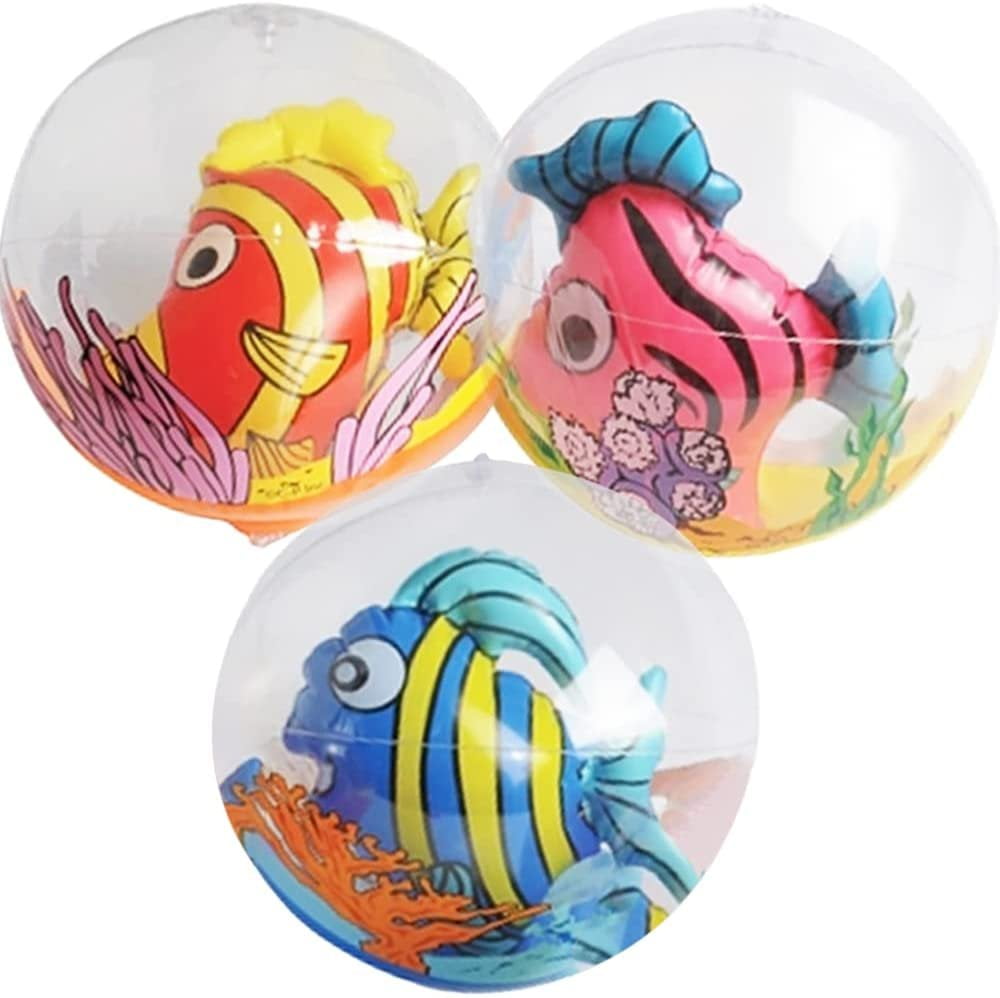 ArtCreativity 3D Fish Beach Balls Inflatable Kids, Vinyl Clear ...