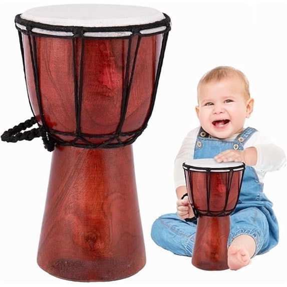 ArtCreativity Mini Wooden Drum – 8-Inch Real Wood Hand Drum Toy for ...