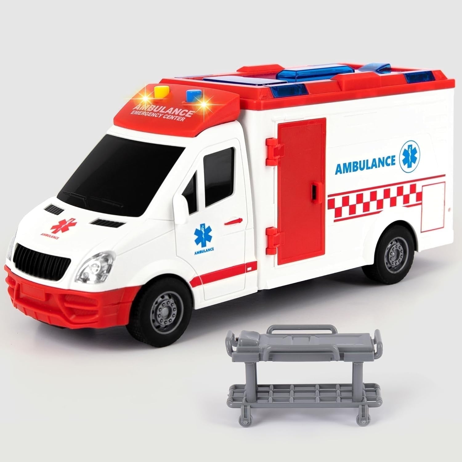 ArtCreativity Ambulance Toy Truck Lights & Siren Friction-Powered 1/16 ...