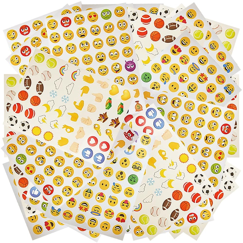 ArtCreativity Assorted Emoticon Stickers for Kids, 12 Pack with 72 ...