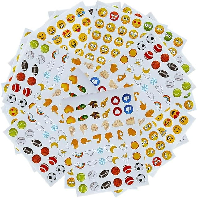 ArtCreativity Assorted Emoticon Stickers for Kids, 12 Pack with 72 ...