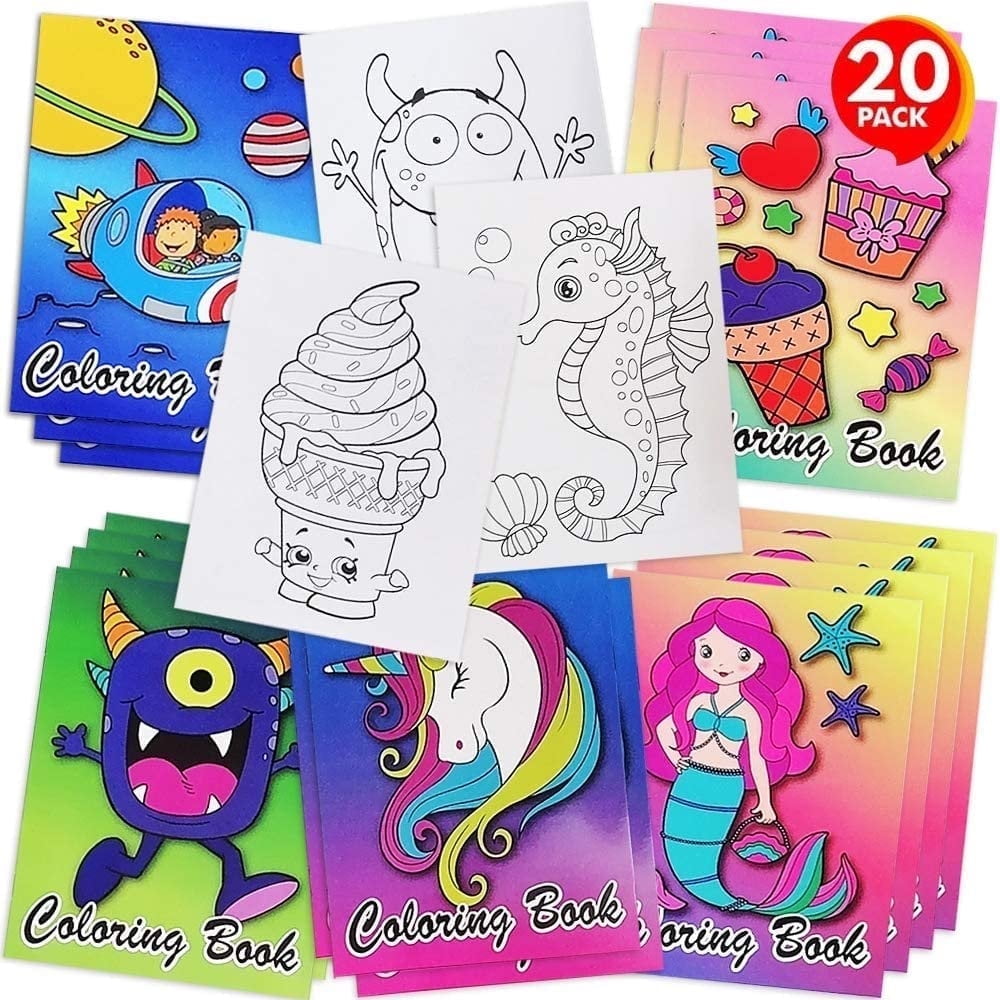 ArtCreativity Mini Coloring Books Activity Sets for Kids - 20 Pages Toy ...