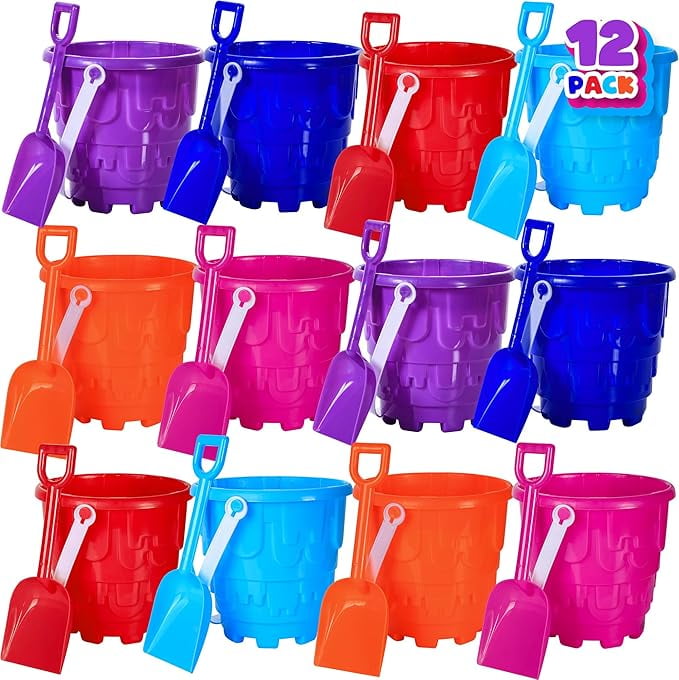 ArtCreativity Beach Sand Castle Set: 12 Shovels, 12 Buckets, Fun Summer ...