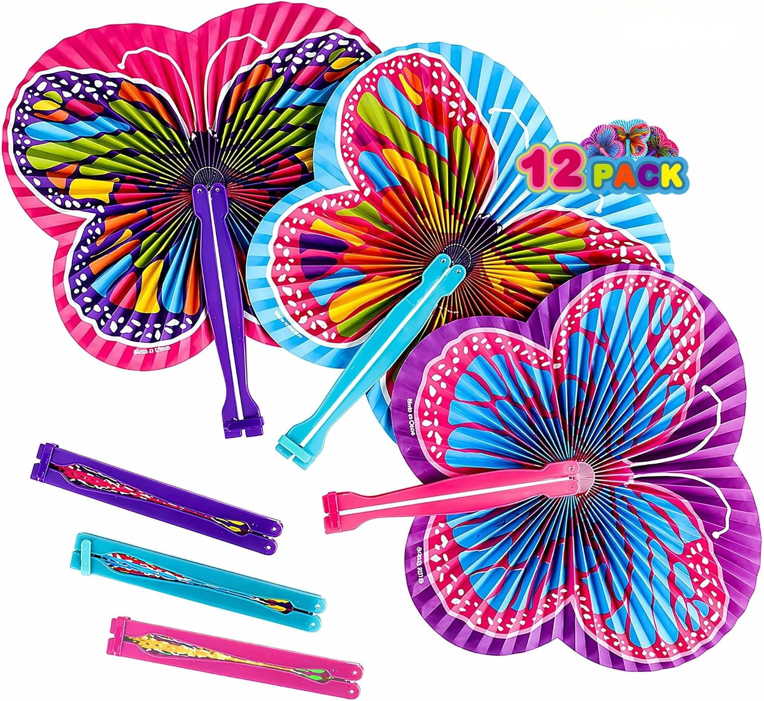 ArtCreativity 12-Pack Butterfly Folding Paper Fans, Party Favors, Ages ...