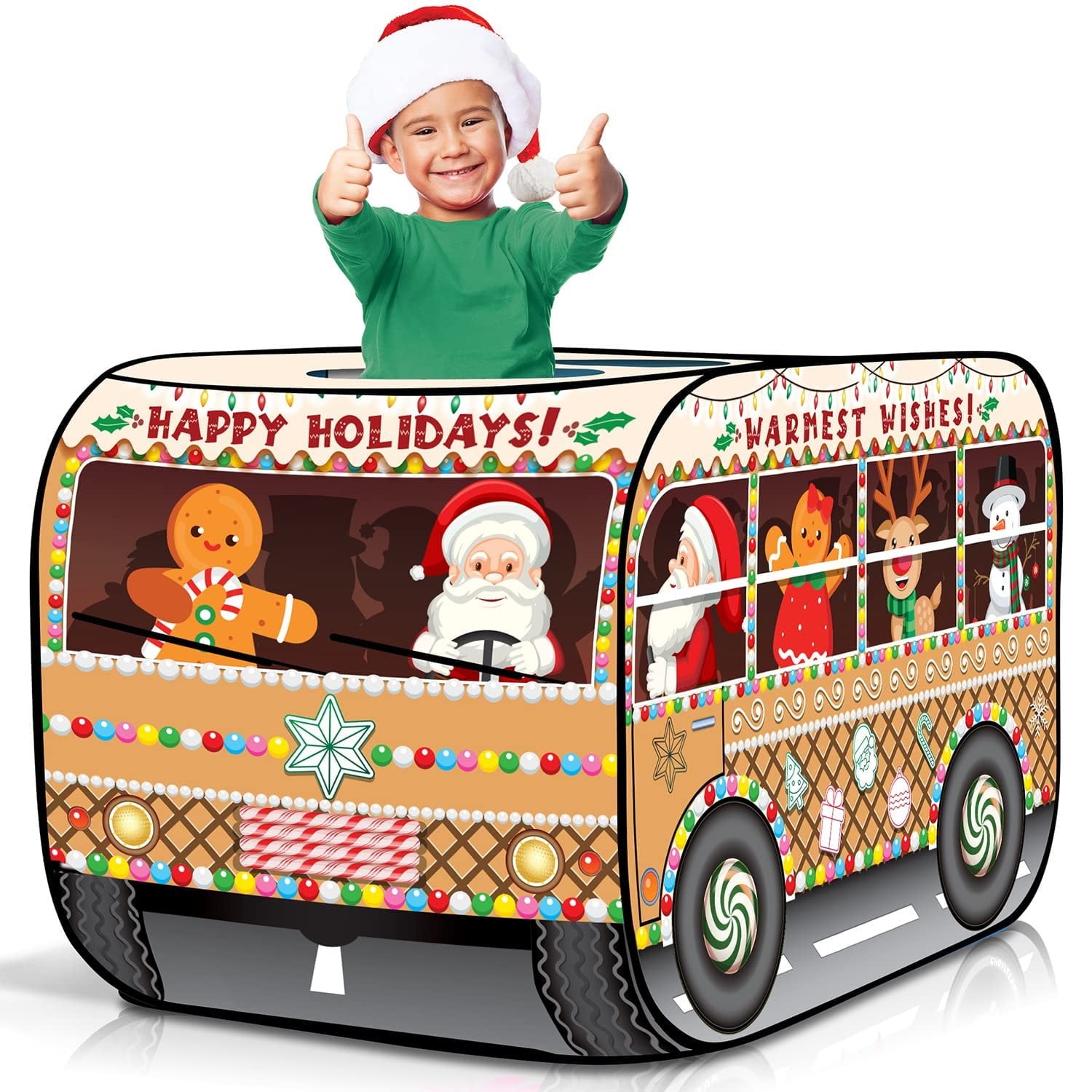 ArtCreativity Christmas School Bus Pop Up Tent for Kids - Walmart.com