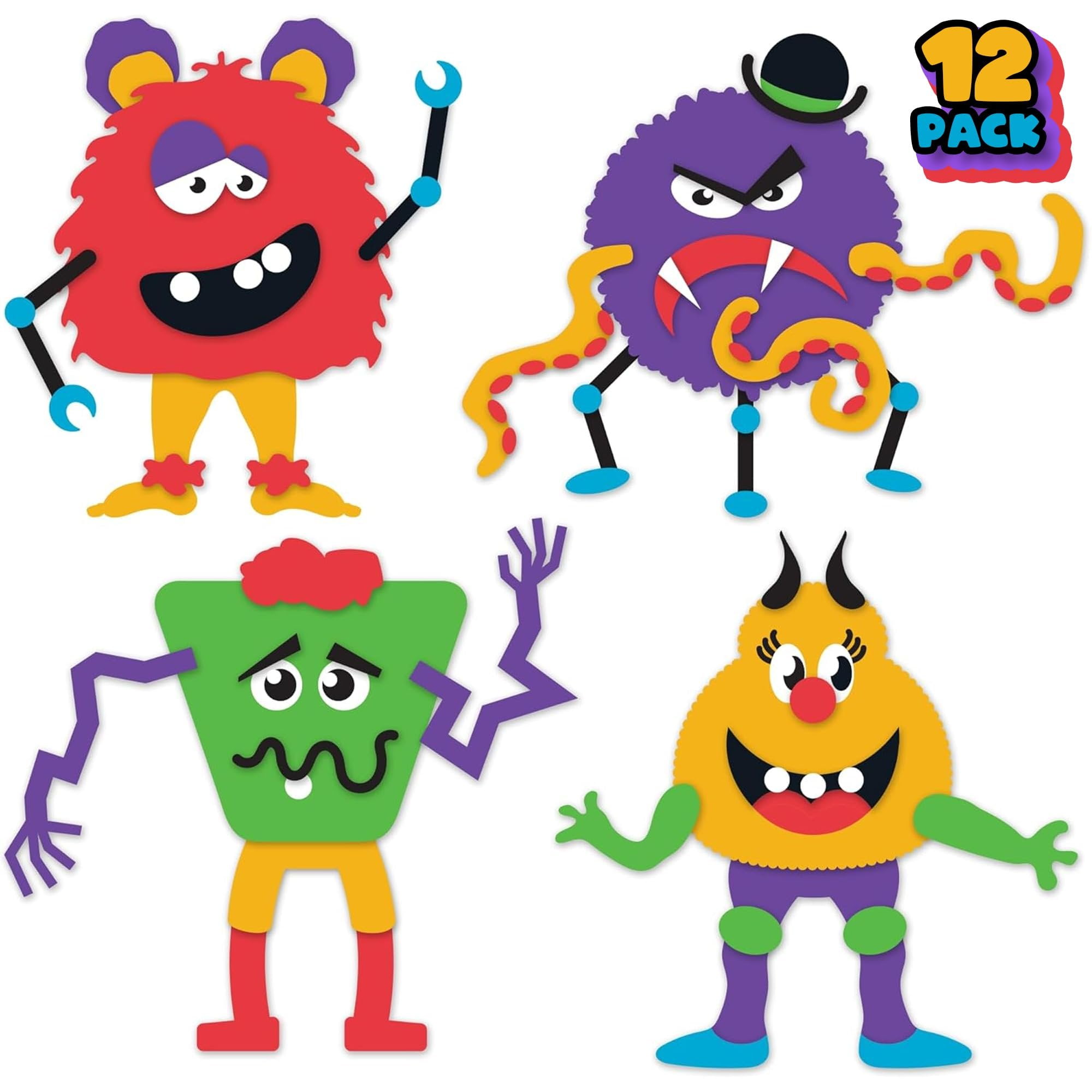 ArtCreativity DIY Foam Monster Craft Kit - 12 Sets - Mess-Free ...