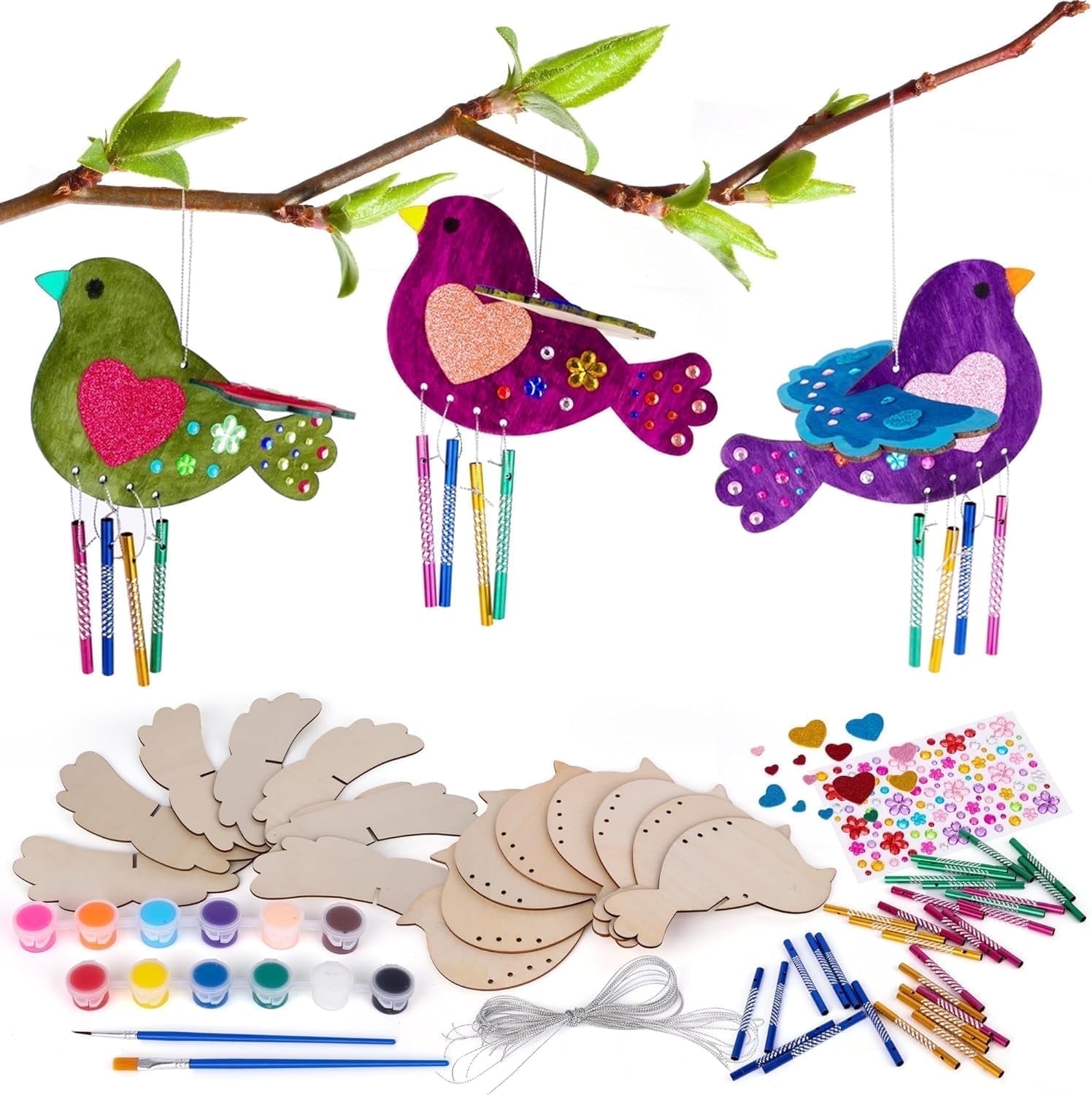 ArtCreativity 8-Piece Paint for Kids DIY Wind Chime Art & Craft Kit ...