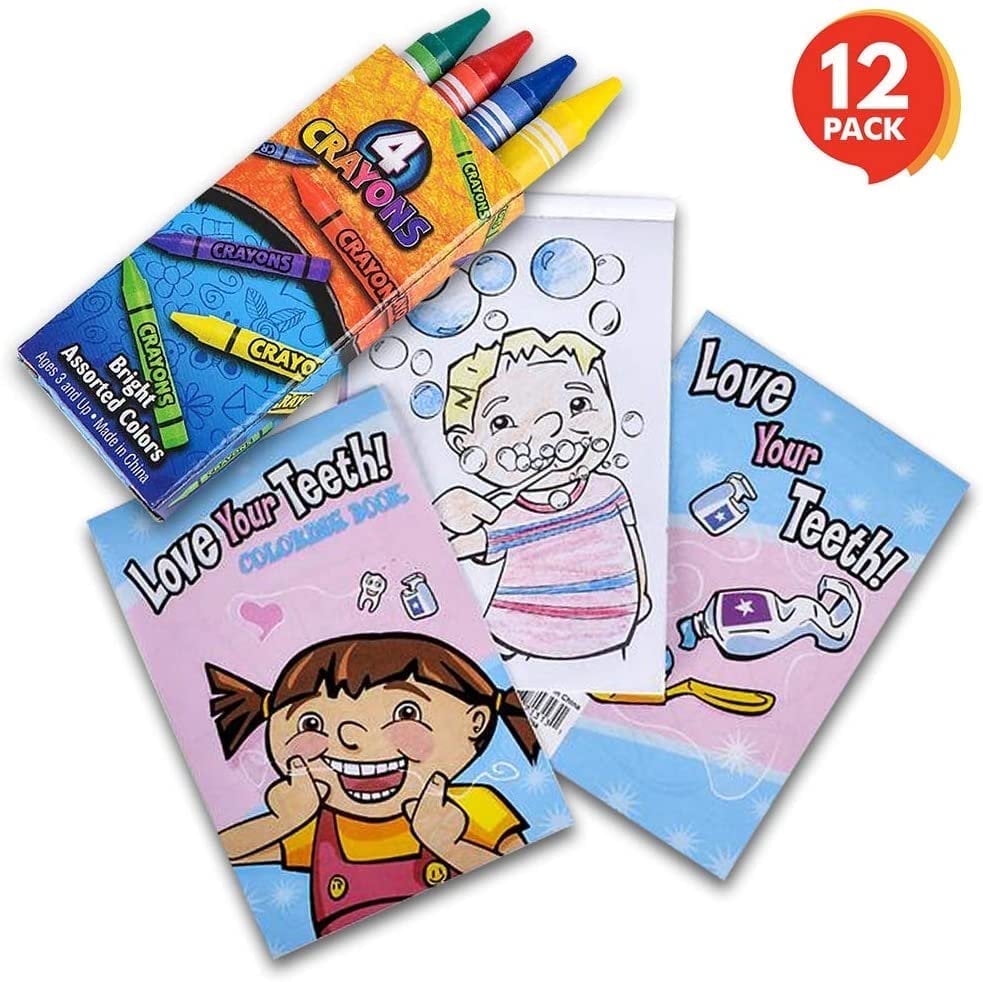 ArtCreativity Dental Coloring Book Kit for Kids - 12 Mini Books with ...