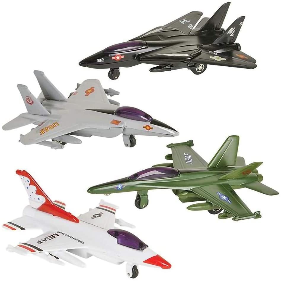 ArtCreativity Diecast Fighter Jets, Pullback Mechanism, Set of 4, Die ...
