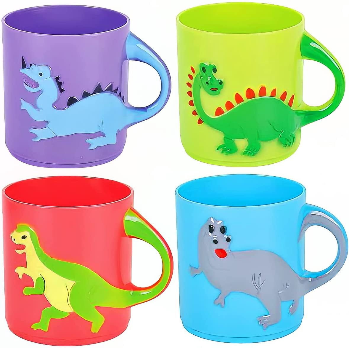 ArtCreativity Dinosaur Mugs for Kids, Set of 4, Plastic Dinosaur Party ...