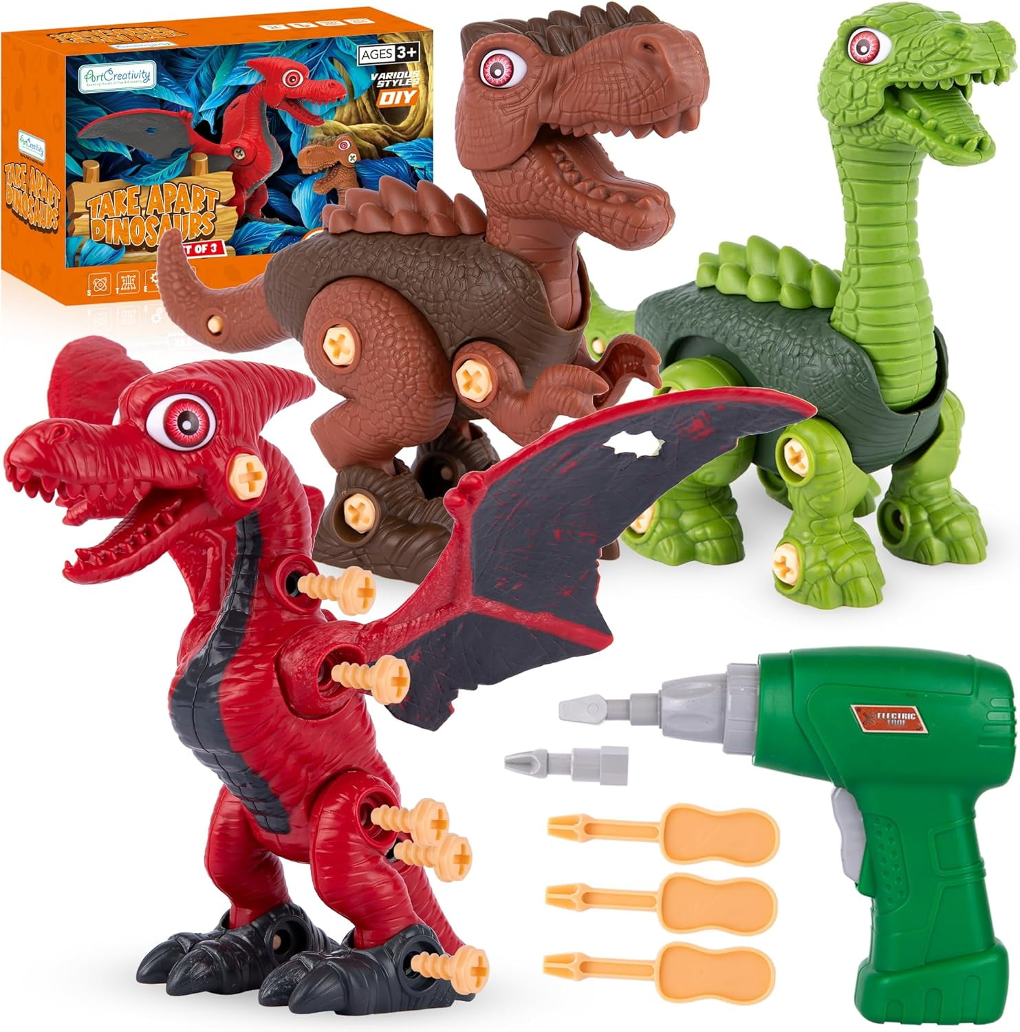 ArtCreativity Dinosaur Take Apart Toy Set – STEM Construction Kit with ...