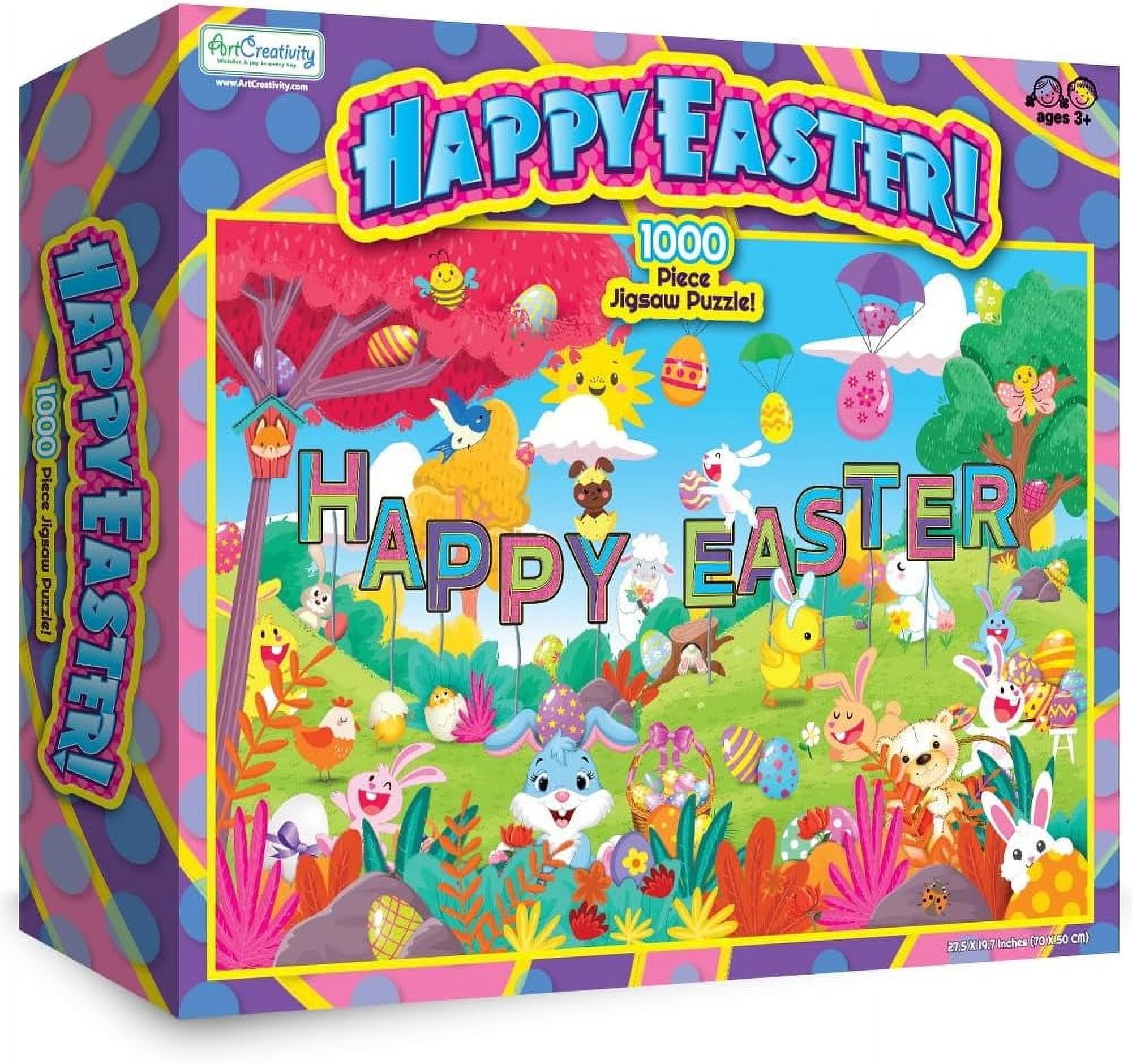 ArtCreativity 1000-Piece Easter Jigsaw Puzzle - Adorable Bunny & Eggs ...