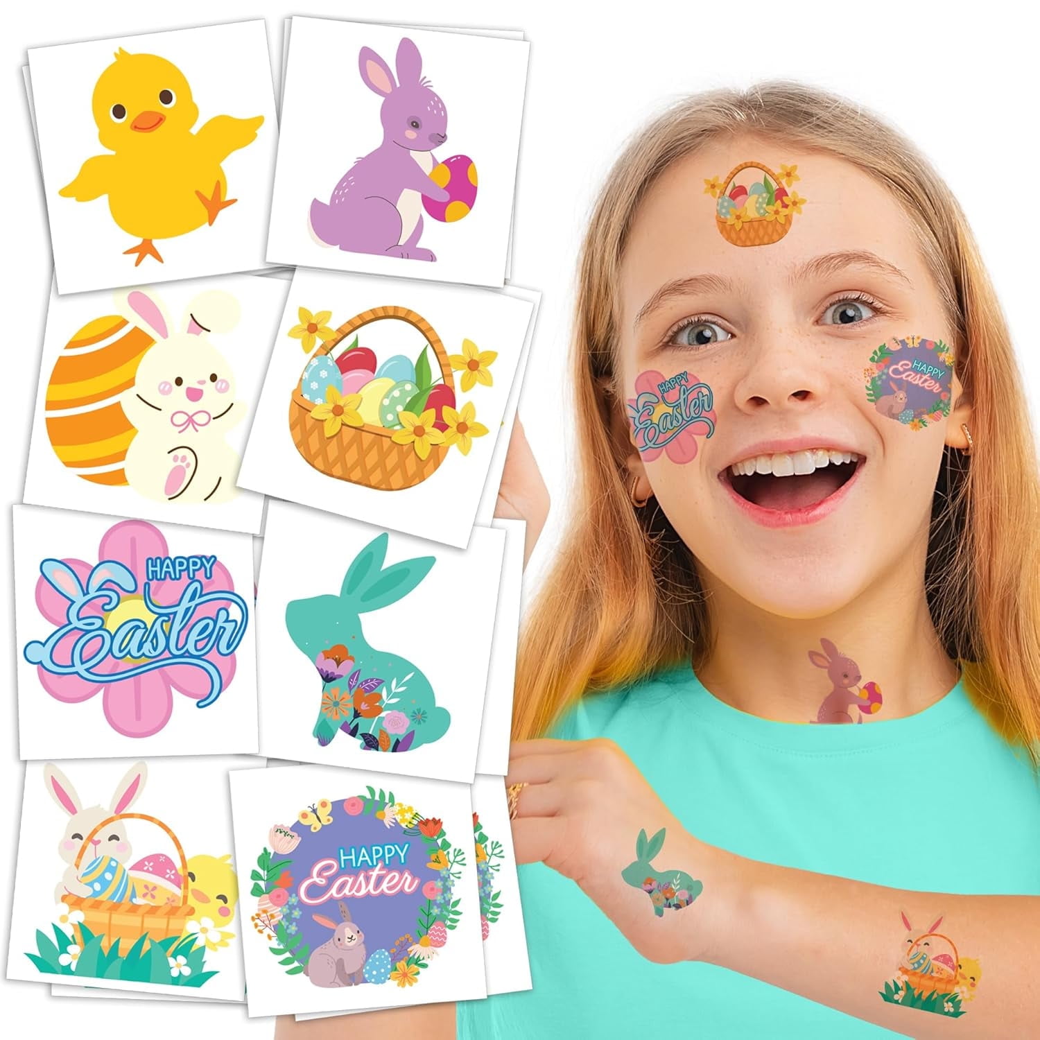 ArtCreativity Easter Tattoos for Kids - Set of 240, Easter Basket ...