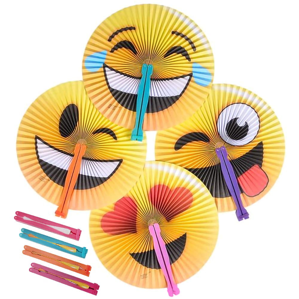 ArtCreativity Emoticon Handheld Folding Fans for Kids, Pack 12 ...
