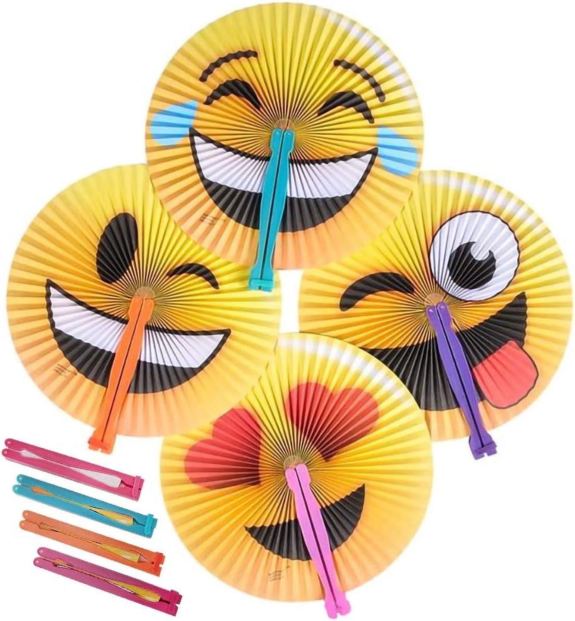 ArtCreativity Foldable Emoticon Novelty Paper Folding Fans, Yellow, 12 ...