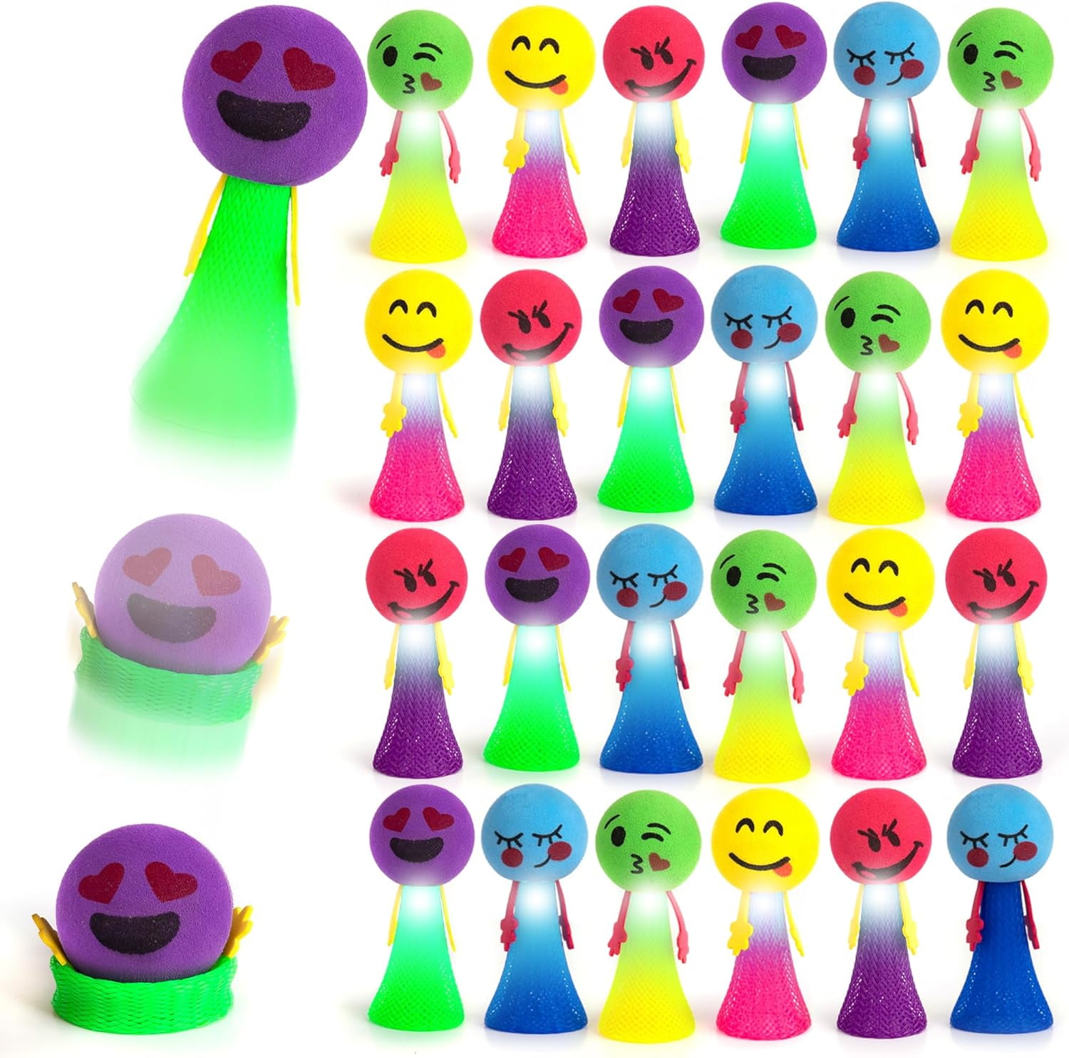 ArtCreativity Emoticon Jumping Popper Toys Light Up Jumping Spring ...