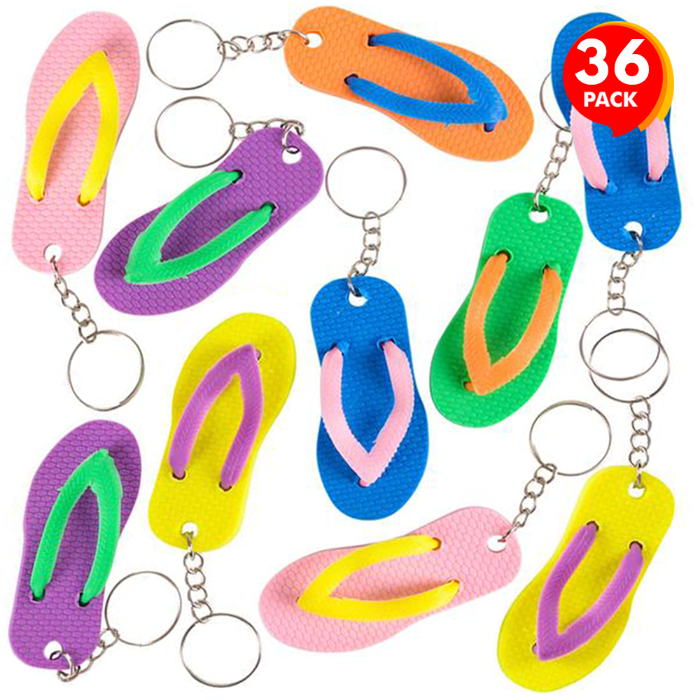 ArtCreativity Flip Flop Keychains, Set of 36, Fun Key Chains for ...