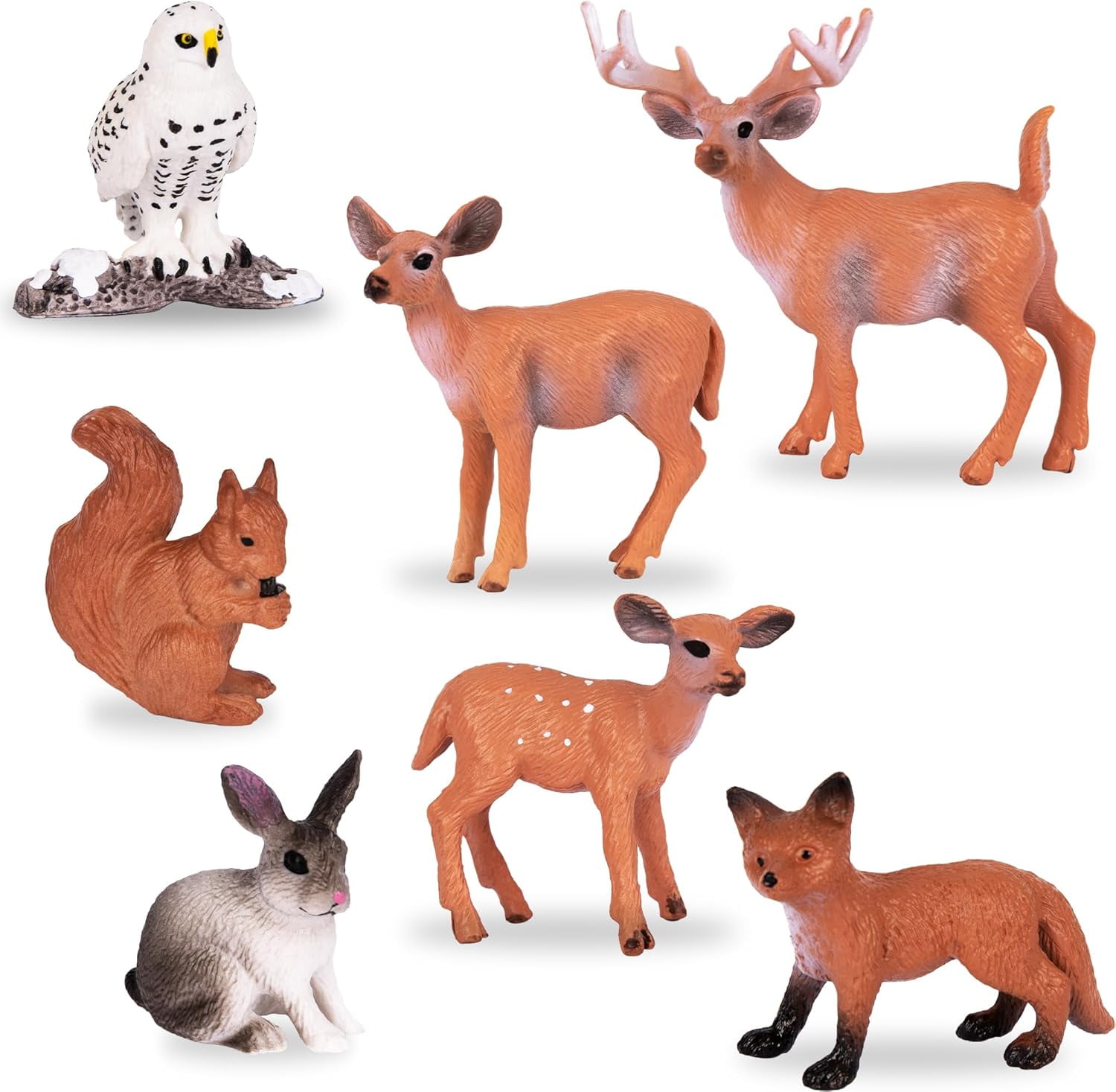 ArtCreativity Forest Animal Figures, 7-Piece Woodland Animal Figurine ...