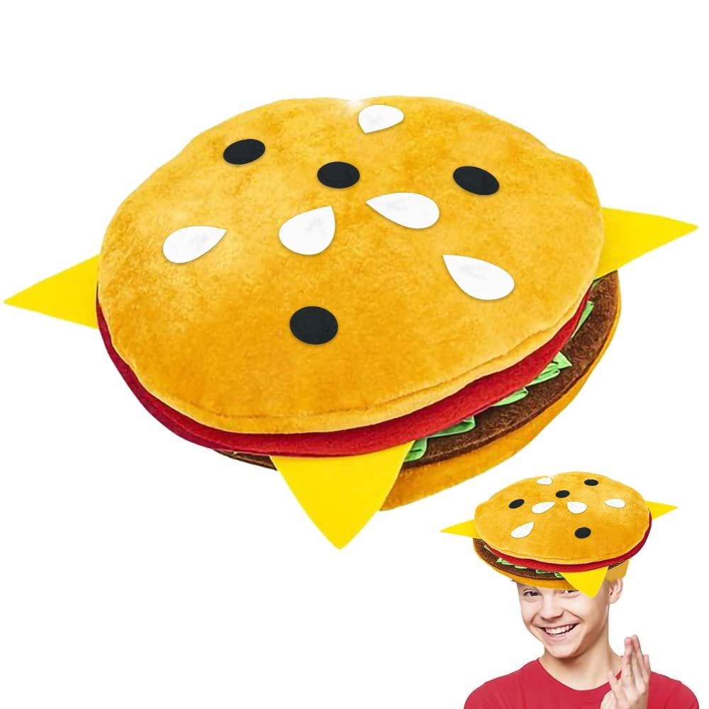 ArtCreativity Funny Hamburger Hat - Soft Plush Costume Accessory, Pizza ...