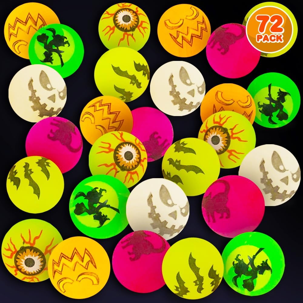 ArtCreativity Halloween Glow-in-the-Dark Bouncing Balls, 72-Pack, 1.25 ...