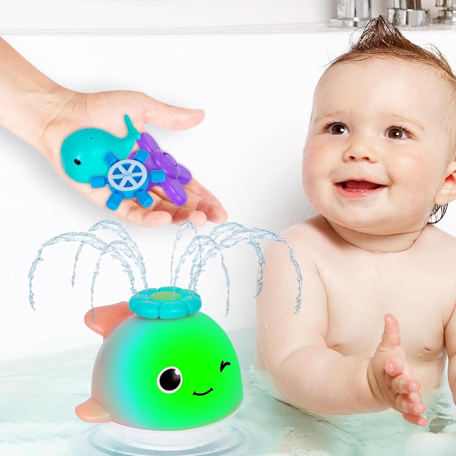 ArtCreativity Light Up Whale Bath Toy – Sprinkler Toy with 4 ...