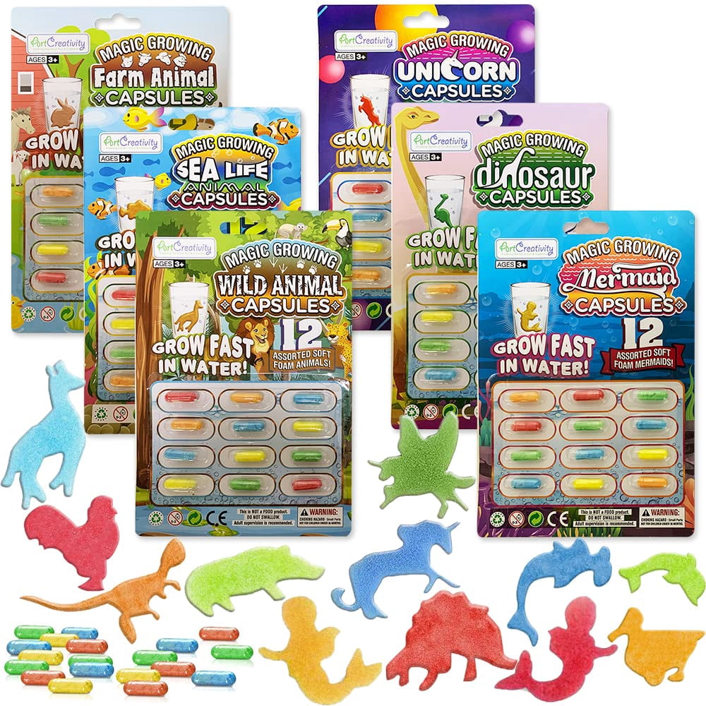 ArtCreativity Magic Growing Animal Capsules, 6 Theme Packs, Capsules ...