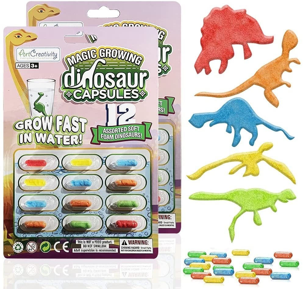 ArtCreativity Magic Growing Dinosaur Capsules, 24 Pc Water Expanding ...