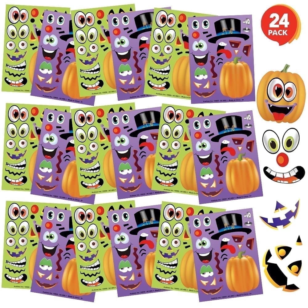 ArtCreativity Jack O Lantern Sticker Set, 24 Sheets, DIY Halloween ...
