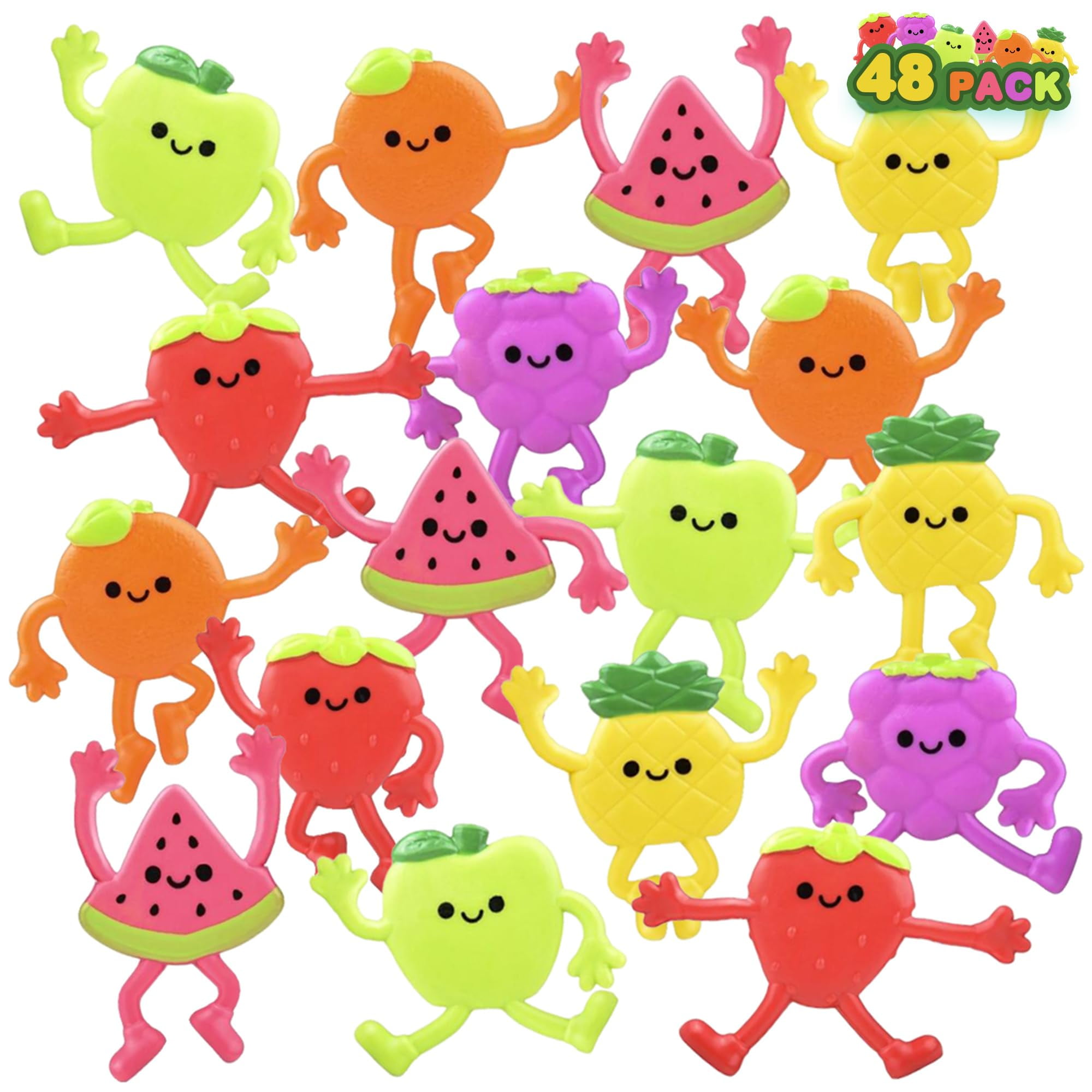 ArtCreativity Mini Bendable Fruit Toys (Set of 48) Fruit Party Favors ...