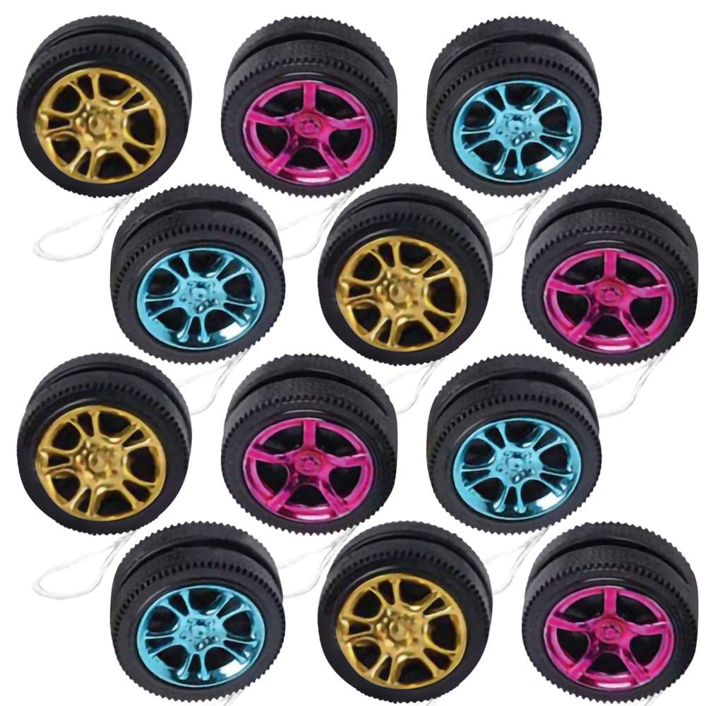 ArtCreativity Mini Designer Wheel Yoyos for Kids, Pack of 12, Plastic ...