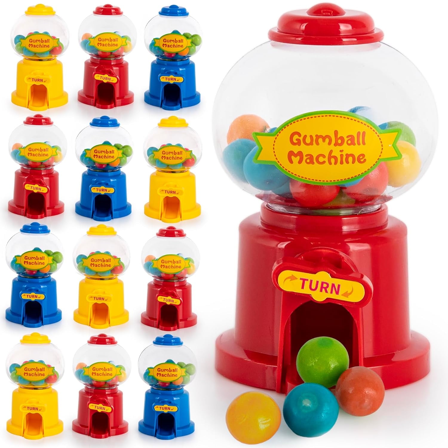 ArtCreativity Mini Gumball Machines for Kids – Set of 12 Small Candy ...