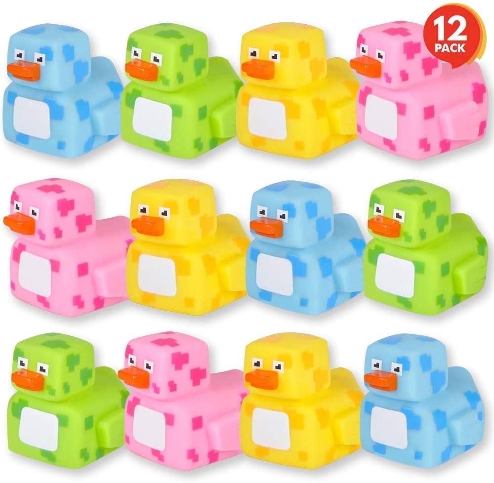 ArtCreativity Pixelated Rubber Duckies 12-Pack – Assorted Cartoon Bath ...