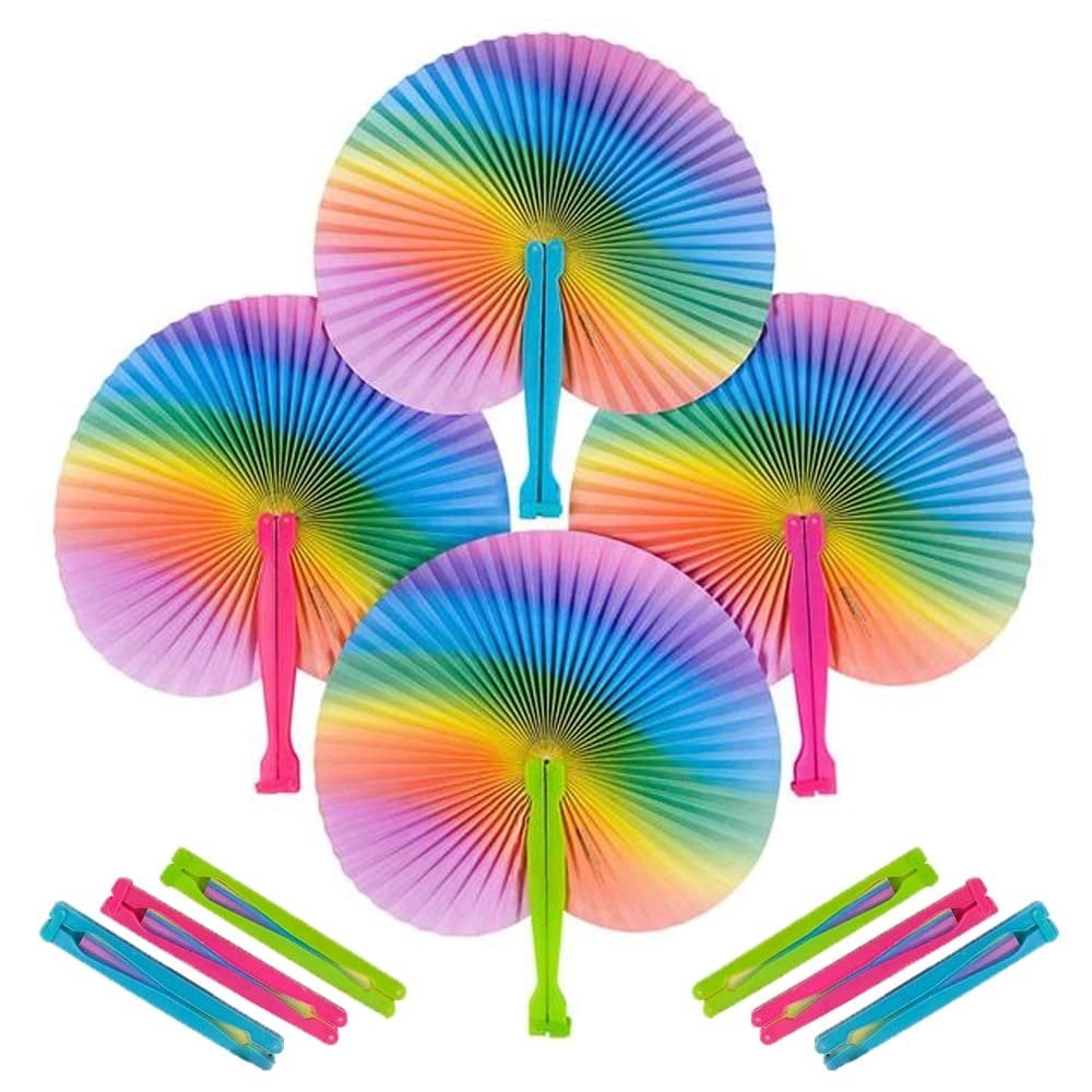 ArtCreativity Rainbow Folding Fans Set 12-pack – Handheld Paper Fans ...